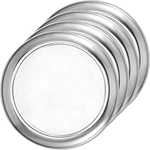 Amazon.com | JOIKIT 4 Pack 12 Inch Stainless Steel Plate, Round Metal ...