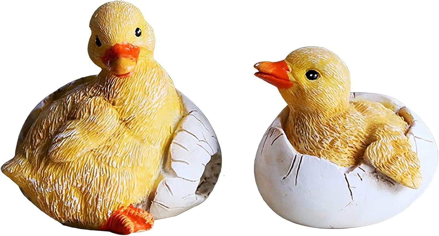 Little Duck Figurine - Miniature Duck Statues Set of 2 Garden Figurine ...