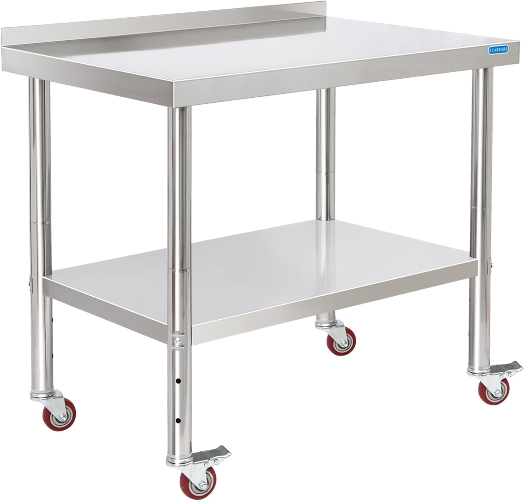KUARBARR Stainless Steel Table for Prep & Work with 4 Caster Wheels ...