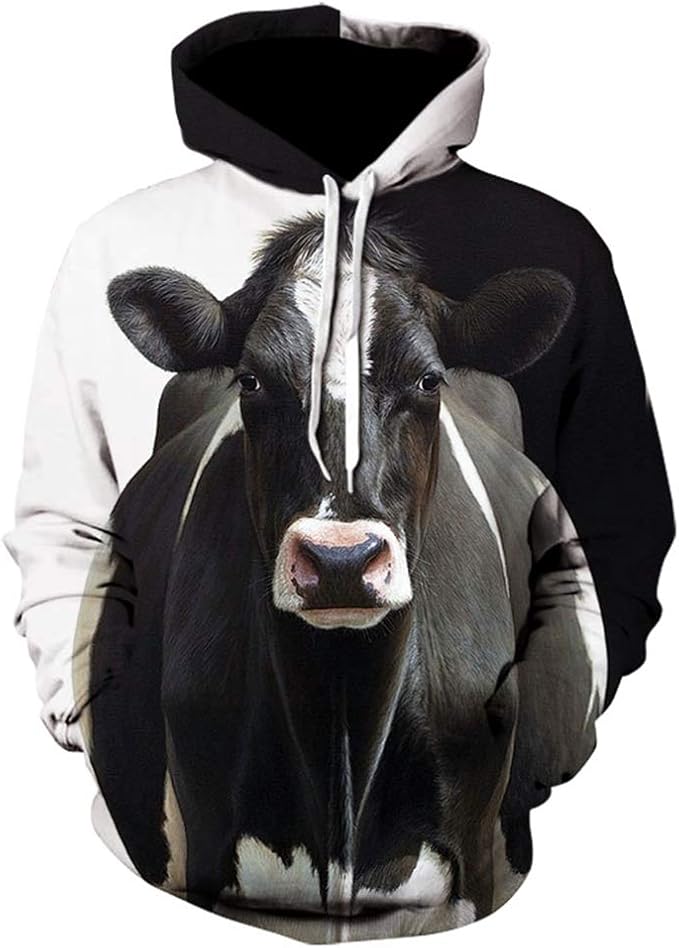 XKDZT Mode Sweatshirt Männer Frauen 3D Druck Tier Kuh Hoodies Unisex ...