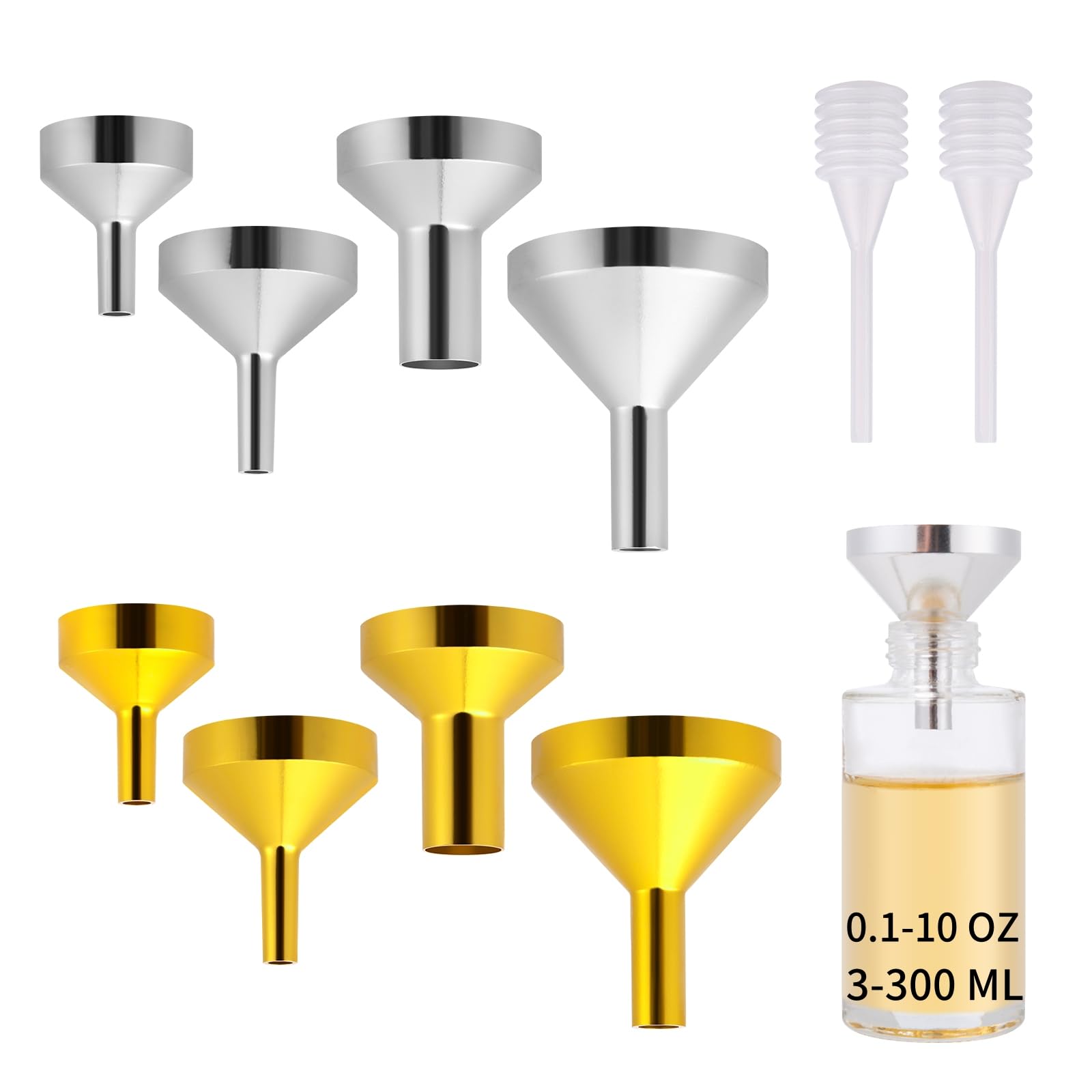 Goooxtex Small Metal Funnels 4 * 2 with 2 Mini Pipette, Mini Funnel ...
