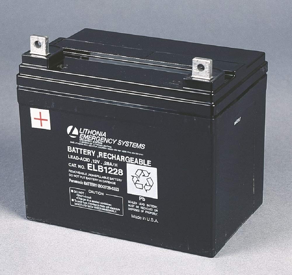 Lithonia Lighting ELB 1228 Lead Calcium Replacement Battery, 12-Volt ...