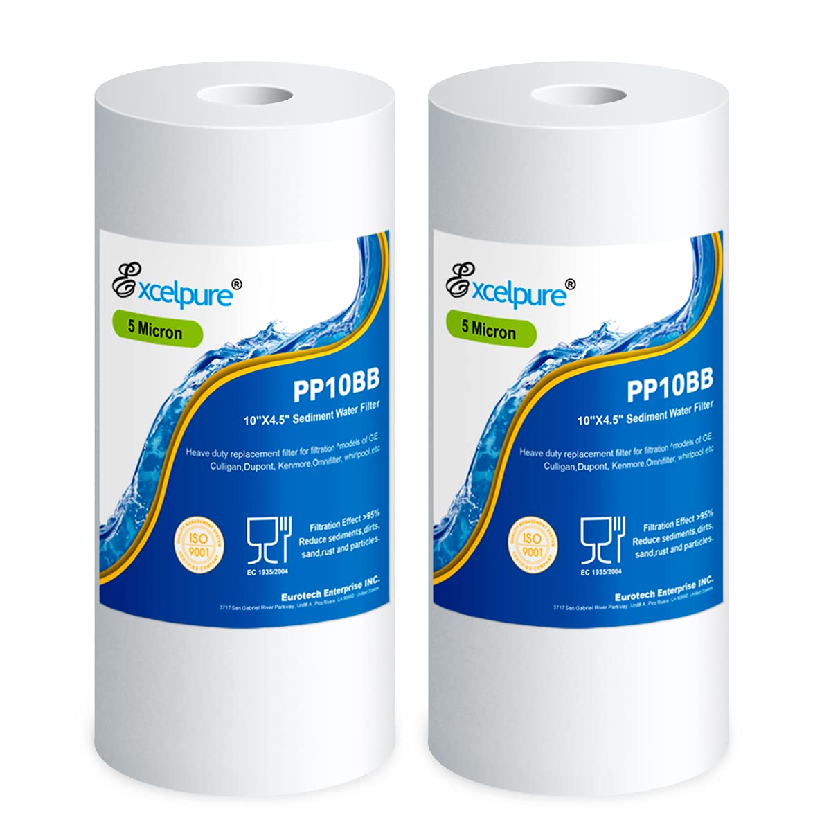 EXCELPURE Whole house Sediment Water Filter 10" x 4.5" (5 micron ...