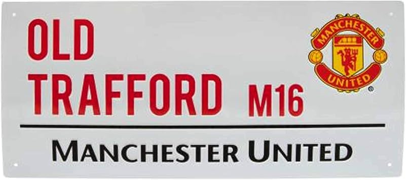 Official Manchester United Old Trafford Metal Street Sign (40cm x 18cm ...