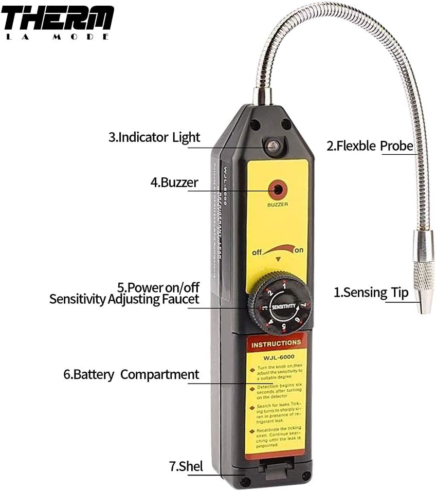 Halogen Leak Detector WJL-6000 Portable Refrigerant Gas Leak Detector ...