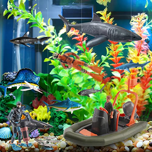 Submarine Toys Scuba Diver Toy Set Unable to Wing Up 14PCS Mini Shark ...
