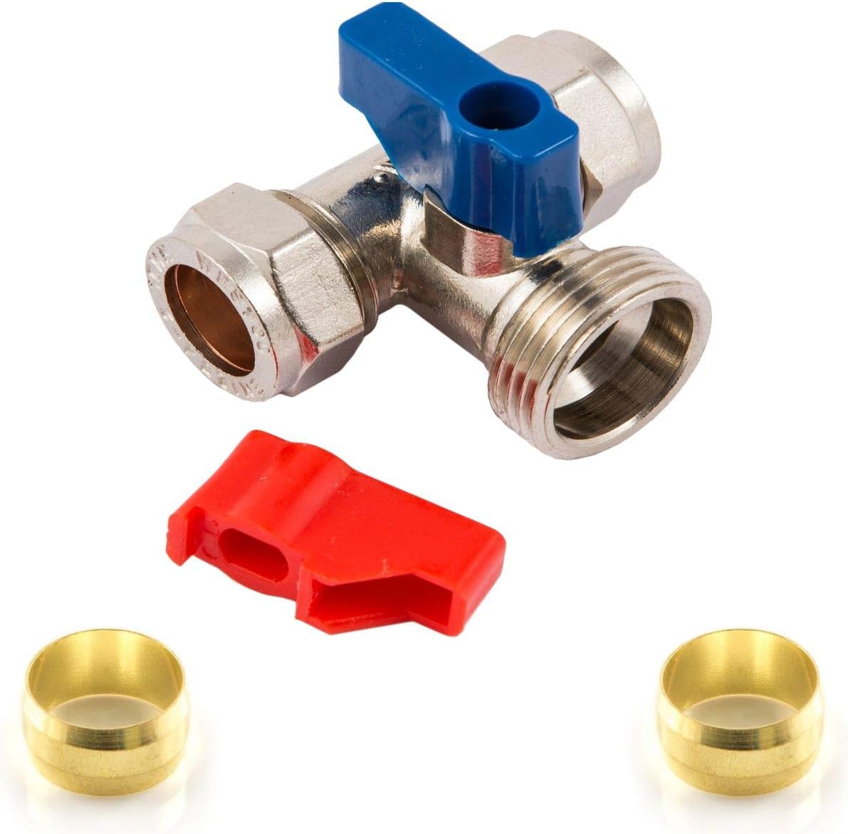 Washing Machine Tap Tee 15mm x 3/4" BSP. +2 Extra Olive - 15mm Brass ...