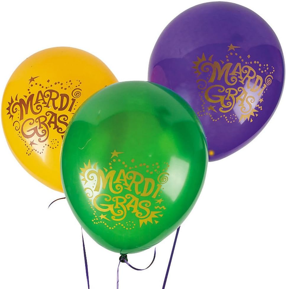 Amazon.com: 24 Mardi GRAS Fat Tuesday Party Decorations Latex Balloons ...