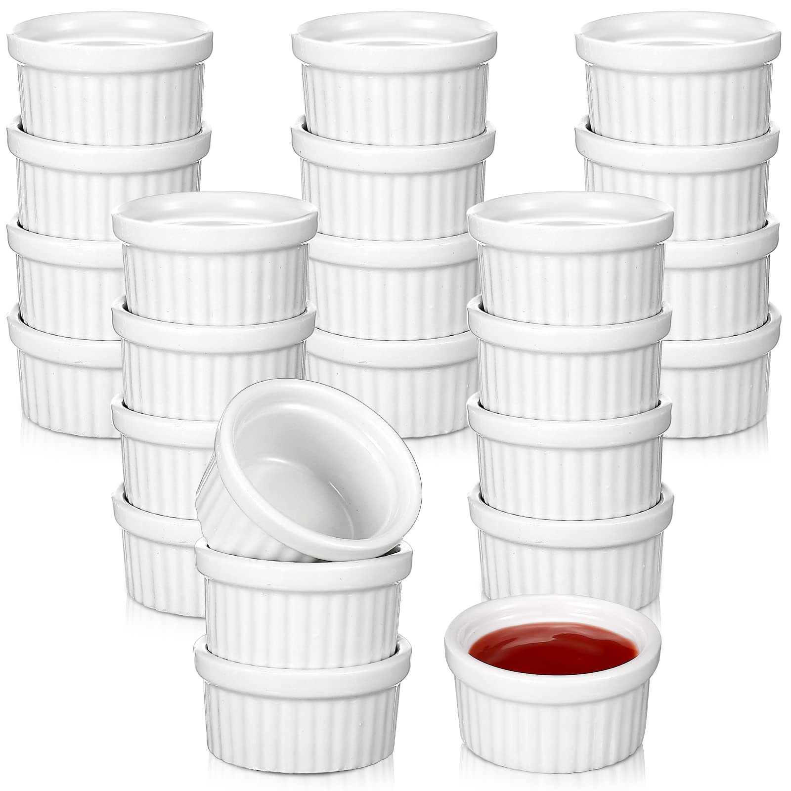 24 Pcs Mini Ramekins 1 Oz Porcelain Souffle Dish White Custard Cups 24 Pcs Mini Ramekins 1 Oz Porcelain Souffle Dish White Custard Cups