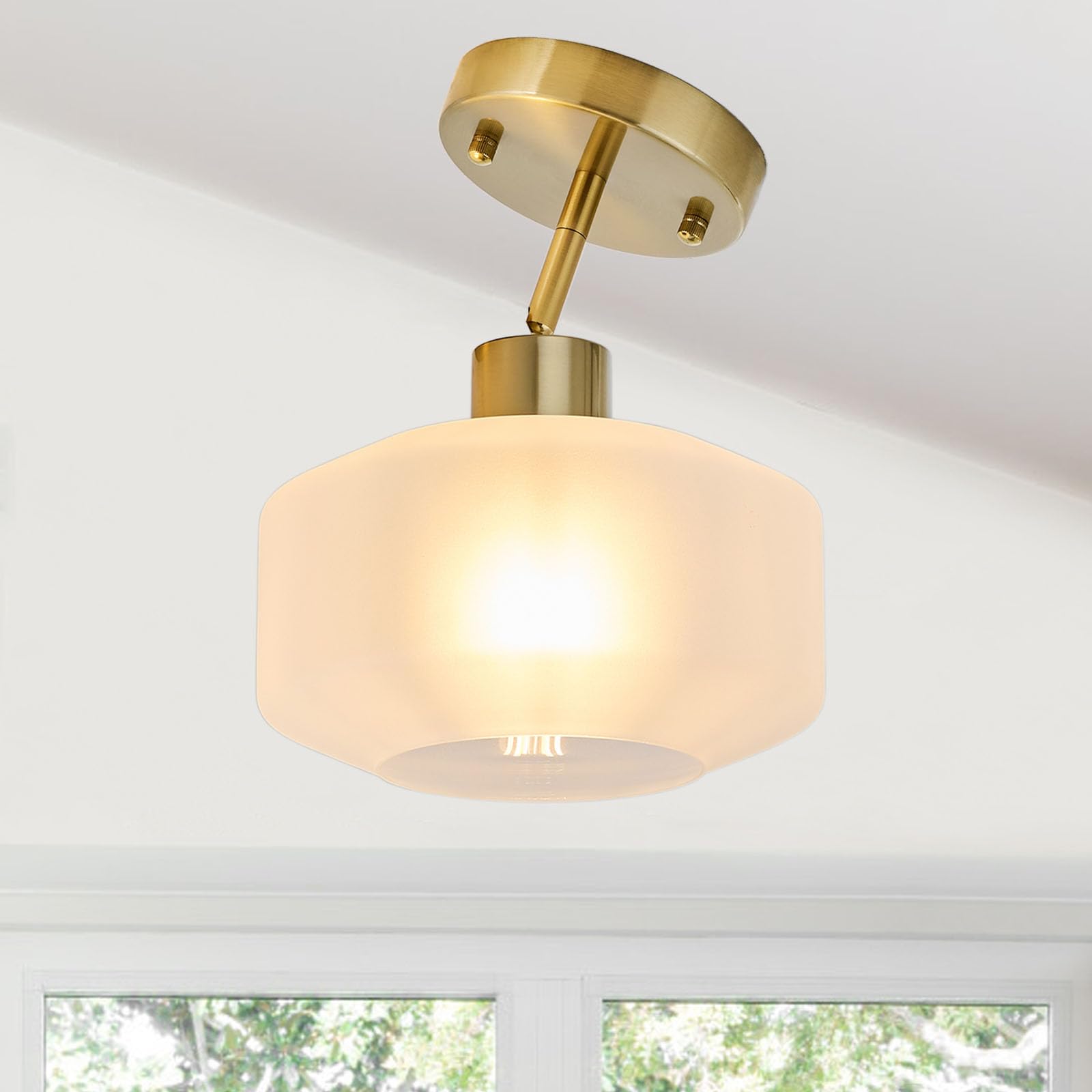 BISAMIYA Modern Brass Semi Flush Mount Ceiling Light Fixture ...
