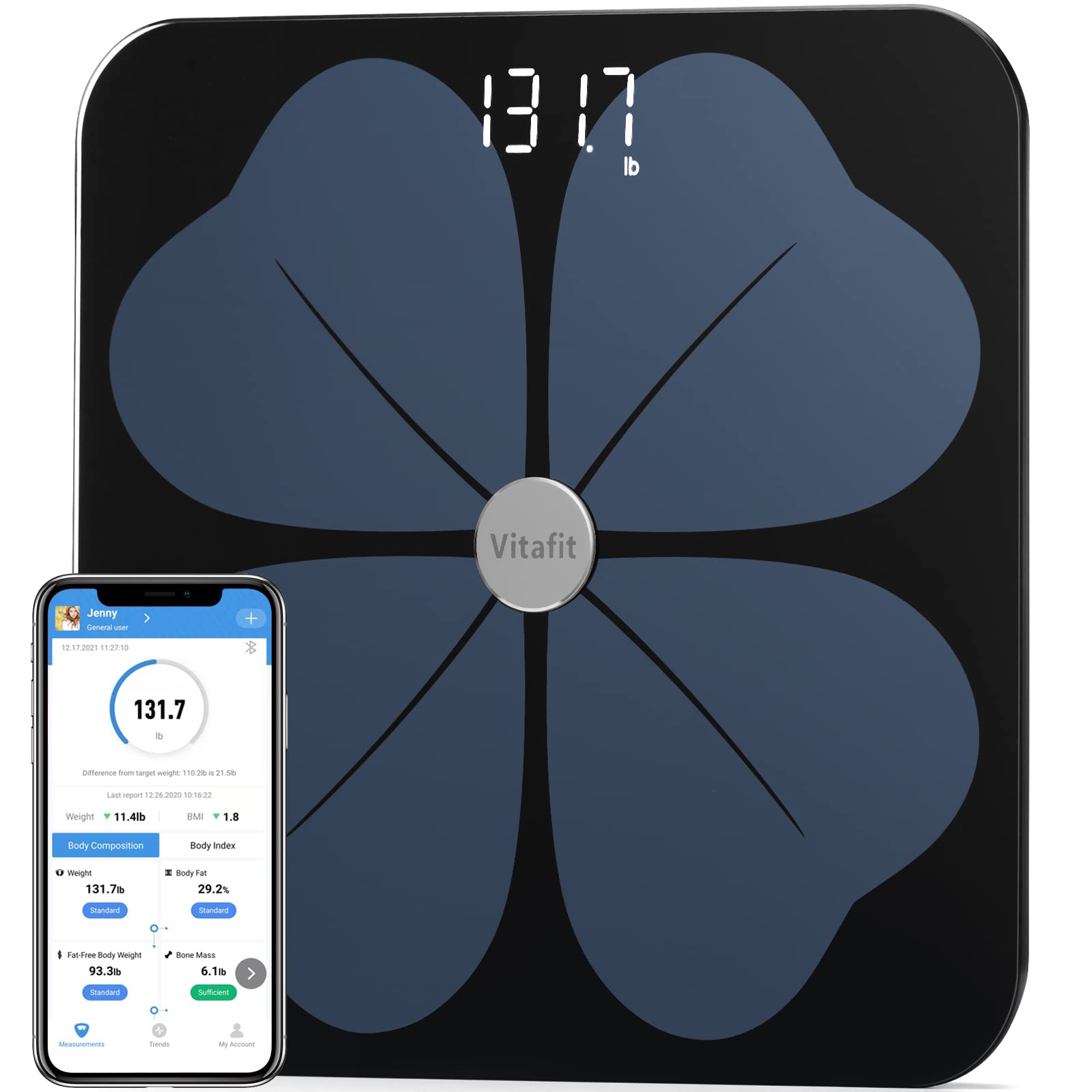 Vitafit Smart Body Fat Weight Scale for Body Composition Monitors ...
