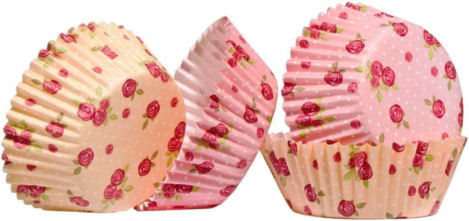 Rose Design - Mini cupcake Cases - Pack of 100: Amazon.co.uk: Kitchen ...