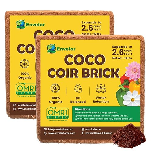 Coco Coir for Plants 2-Pack Envelor 2.6 Cu. Ft. Compressed Coconut Coir ...