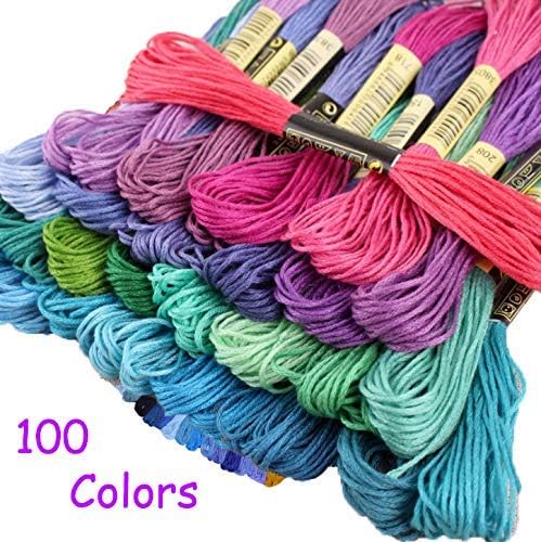 100 Color Embroidery Threads Stitch Bracelets String Premium Multi ...