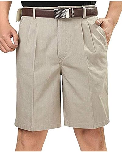 Men's Classic Fit Pleat Front Wrinkle Free Shorts Solid Casual Fashion ...