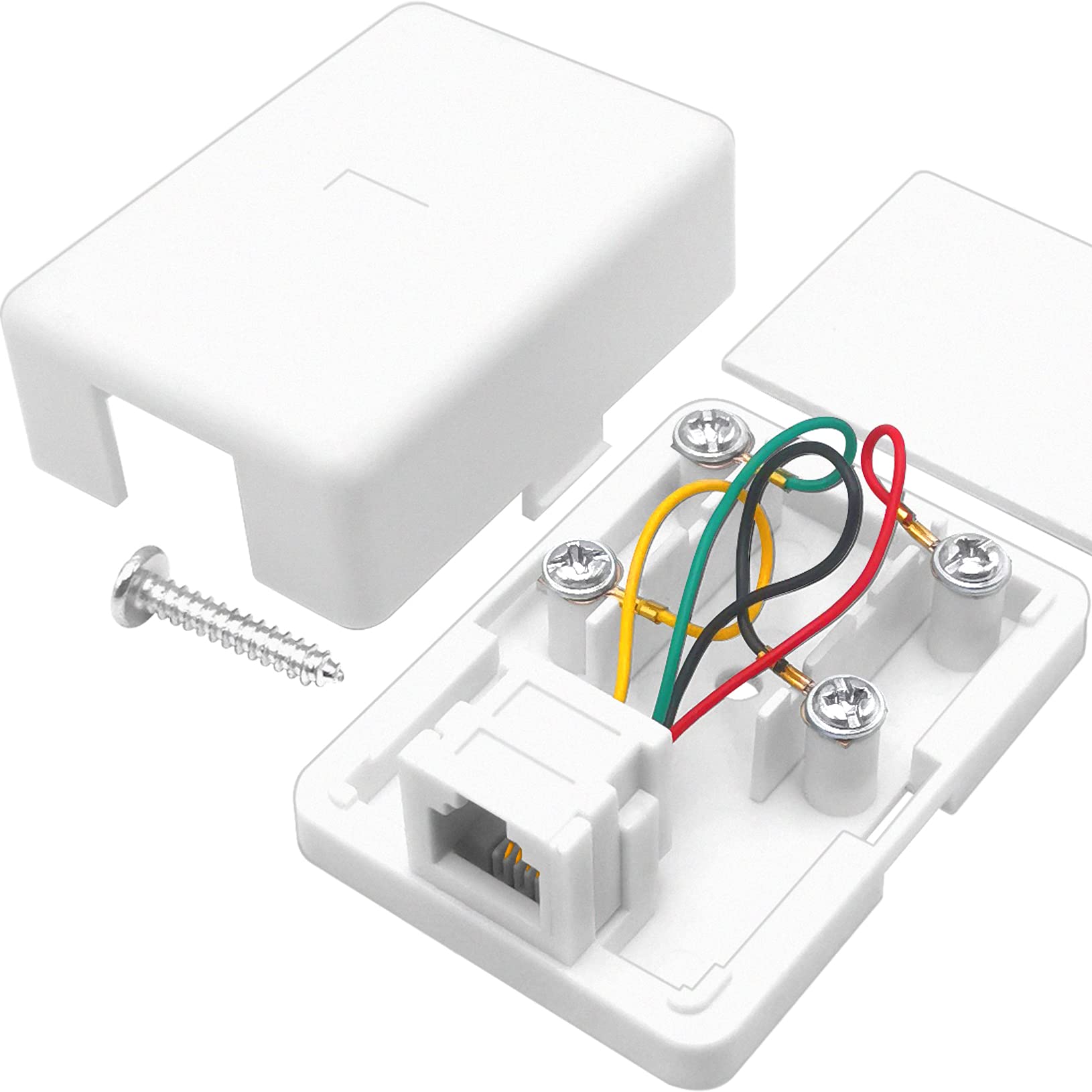 Mua Phone Jack Surface Mount Single Port Telephone Jack Box 4 Screw Terminals to 1 RJ11 6P4C ...