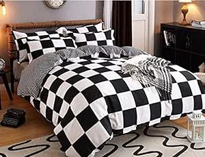 Amazon.com: Best to Buy Checkered Duvet Cover Set Queen/Full Bedding ...
