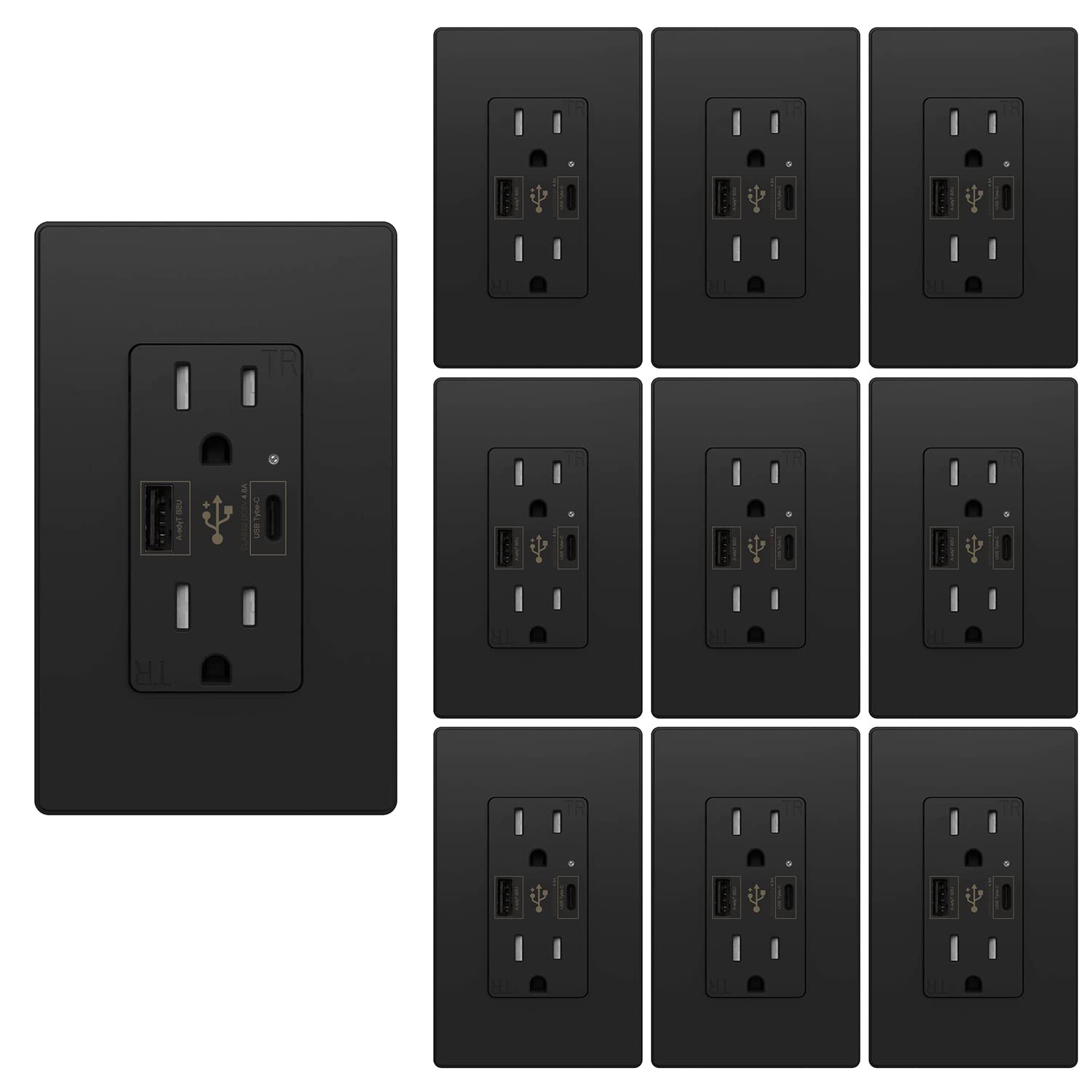 Micmi USB Outlet with C + A Wall Dual High Speed Receptacle Smart 4.8A ...