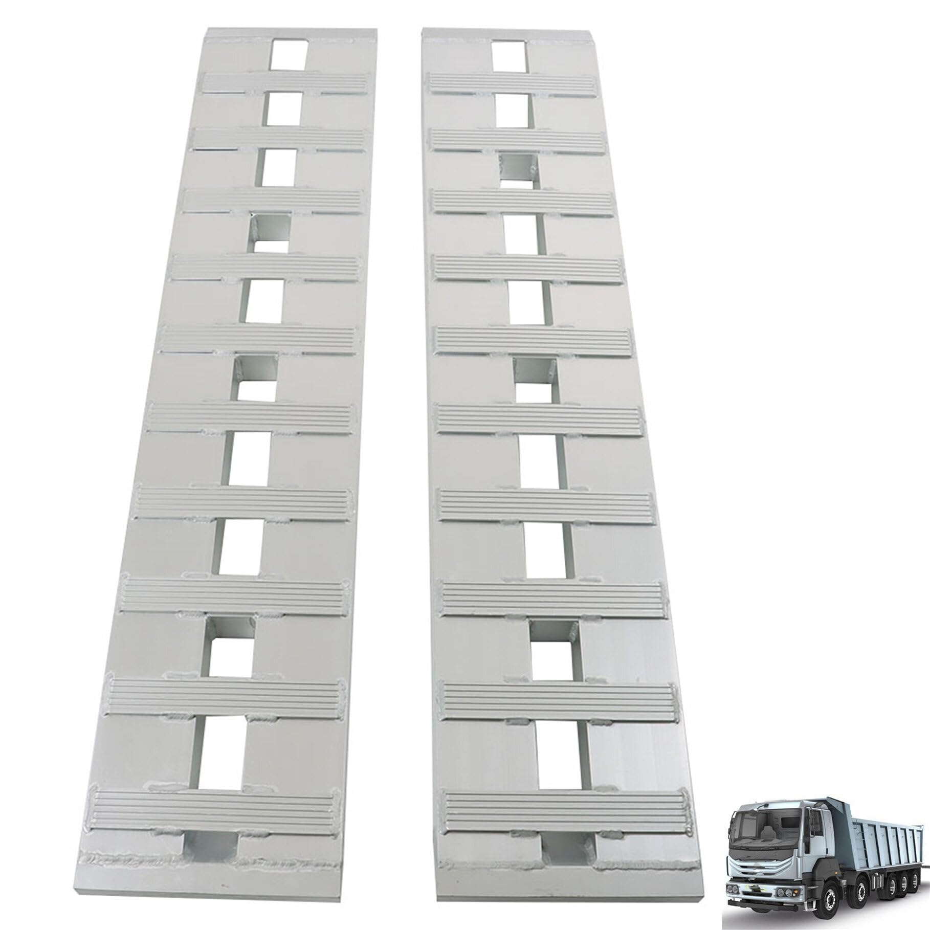 TJHSM 60x12 Aluminum Ramps Trailer Ramps 1 Pair Ramps Hook End, Silver ...