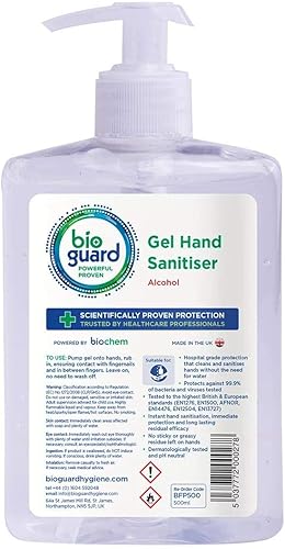 500ml Bioguard Surgical Hand Gel Sanitiser with Pump Dispenser Kills ...