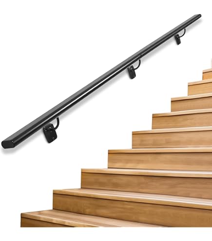 12 Ft Satin Black Handrail With Brackets 11 Ft. Handrail Kit Shipped In ...