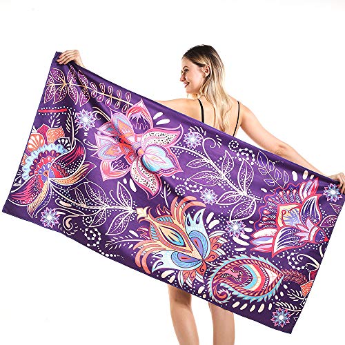 Agetp Microfiber Rectangle Beach Towel Blanket - Sand Free Pool Towels ...
