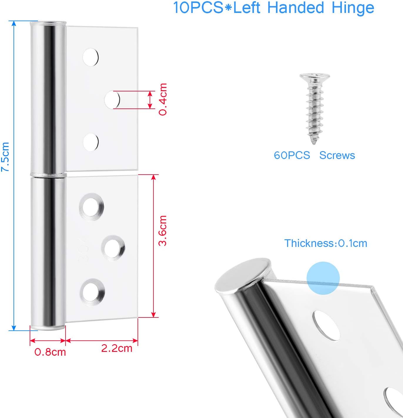 HSEAMALL 10PCS 3 Inch Small Slip Joint Flag Hinge,Stainless Steel Lift ...
