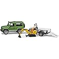 Amazon.com: Bruder Land Rover Defender Rigid Drawbar Trailer Jcb Micro ...