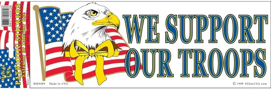 Amazon.com: USA We Support Our Troops Bumper Sticker 3-1/4"X9": Automotive