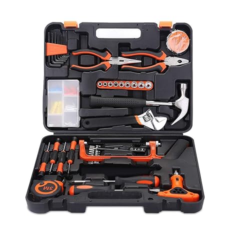 FLOUREON DIY Toolkit 82 Pcs Handy Tool Set Household Basic Tool Kit ...
