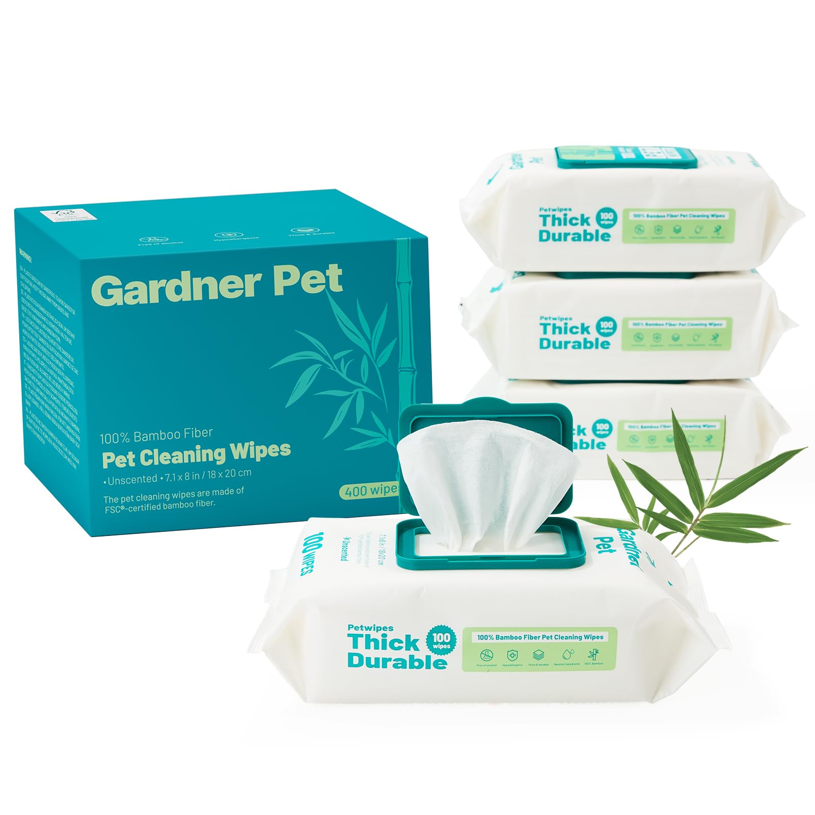 Gardner Pet Bamboo Dog Wipes for Paws and Butt, Dog Cleaning Wipes ...