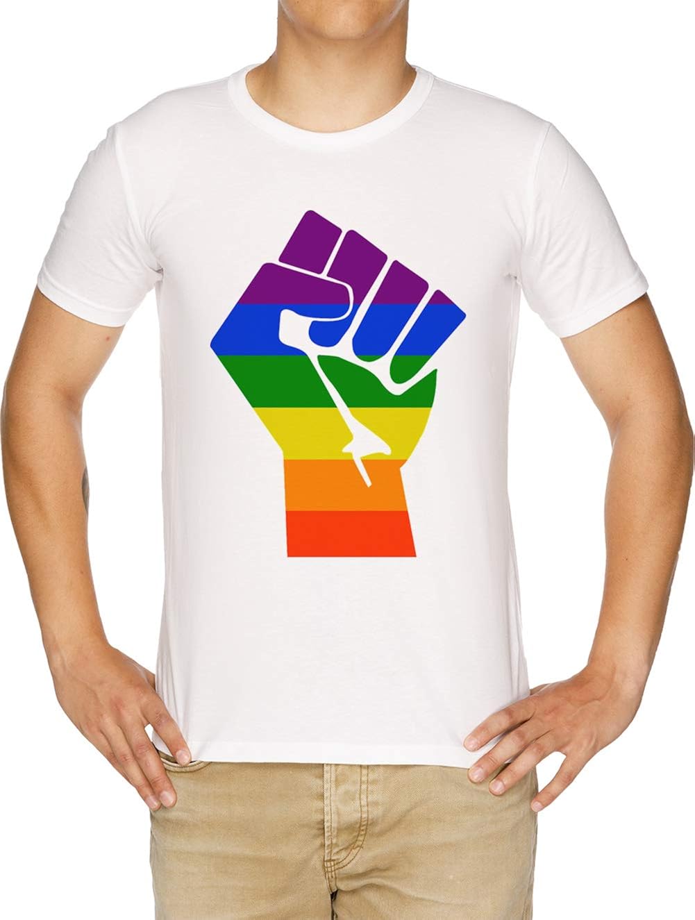 LGBT Resistirse Homosexual Orgullo Camiseta Hombre Blanco: Amazon.es ...