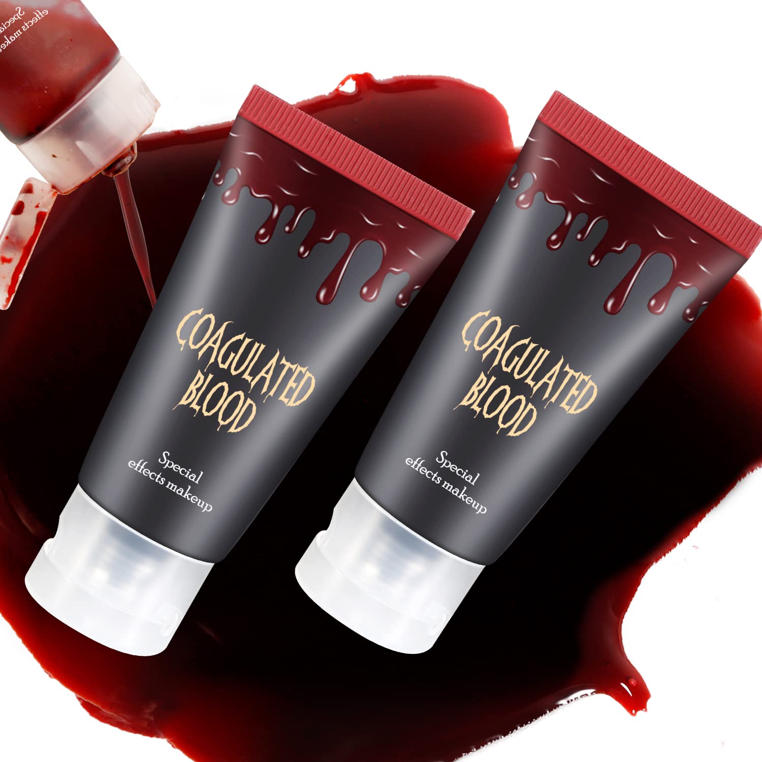 DE'LANCI 2 Pcs Fake Blood Edible, Realistic Blood Halloween Makeup On ...