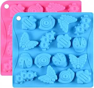 Amazon.com: 2Pcs 16 Cavity Insect Silicone Molds Butterfly Snail ...