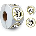 Amazon.com: REWIDPARTY White Gold 90th Birthday Stickers Rolls Cheers ...