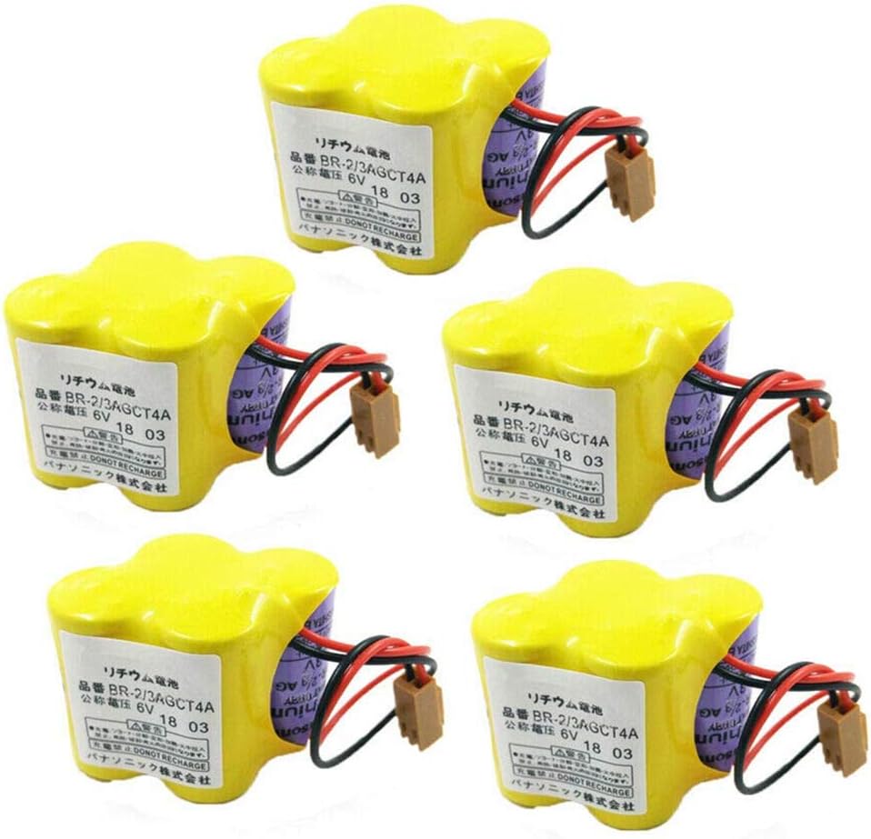 5-Pack BR-2/3AGCT4A 6V 4400mAh Replacement Battery for Panasonic FANUC Controls A98L-0031-0025 ...