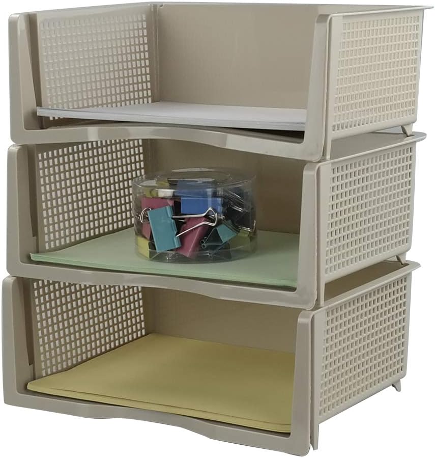 Amazon.com : Yubine Stacking Paper Tray Organizer, 3 Tiers Letter ...