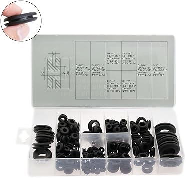 Rubber Electric Cable Protector Wiring Grommets Black 125Pcs 18 Sizes ...