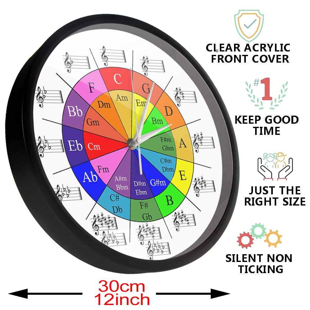 Mua Circle of Fifths Music Theory Cheat Sheet Colorful Wall Clock with ...