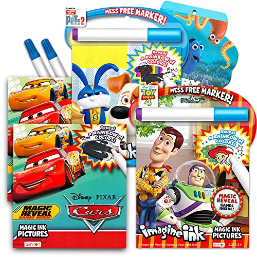 Disney Pixar Magic Ink Coloring Book Super Set - 4 Imagine Ink Books ...