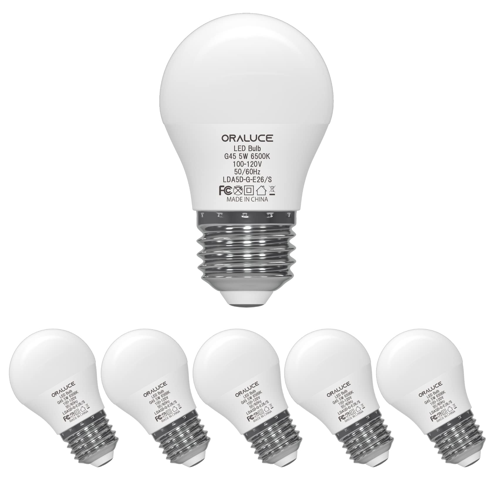 ORALUCE A15 LED Bulb 5 Watts Cool White 6500K,40W Equivalent Table Lamp Bulb, E26 Standard Screw ...