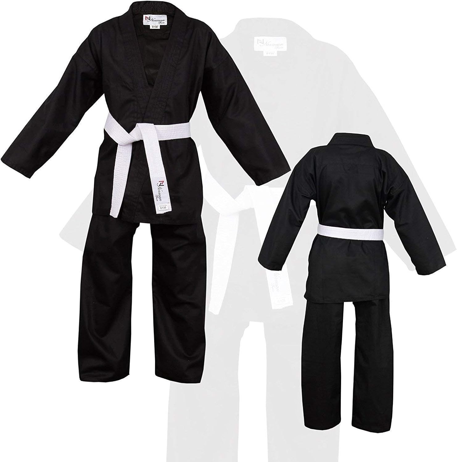 Norman Negro Infantil Traje de Karate Cinturón Blanco Gratis Niño Traje ...