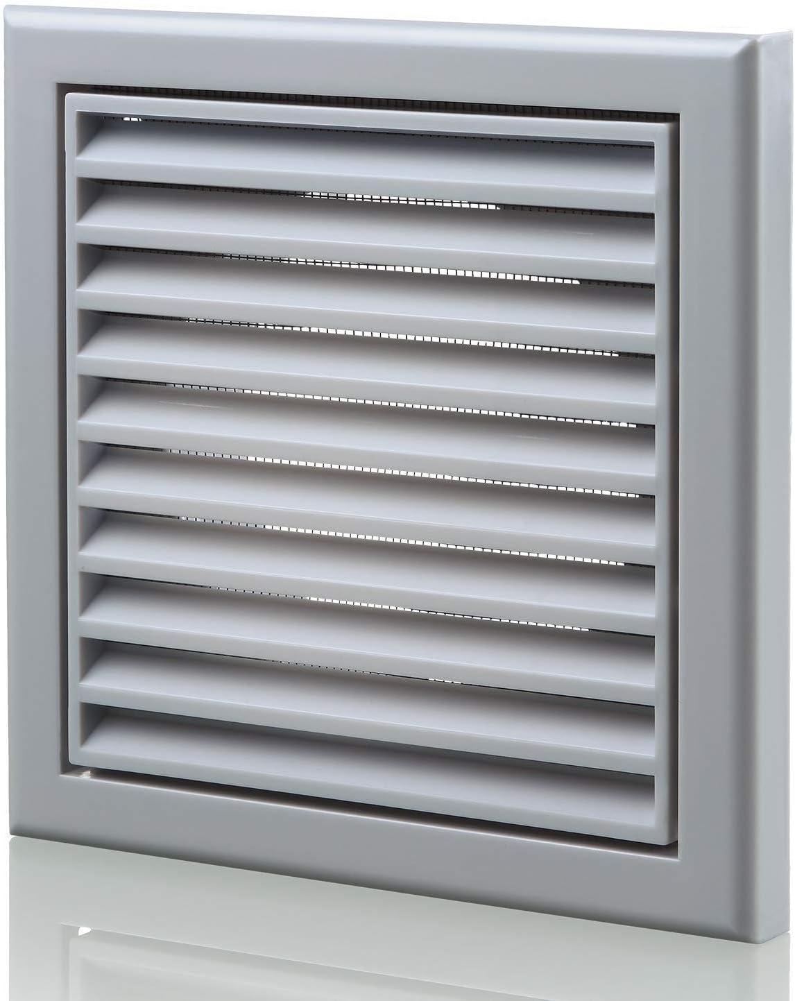 Louvred Wall Vent Grille 125mm - 5 Inch Grey with Flyscreen for ...