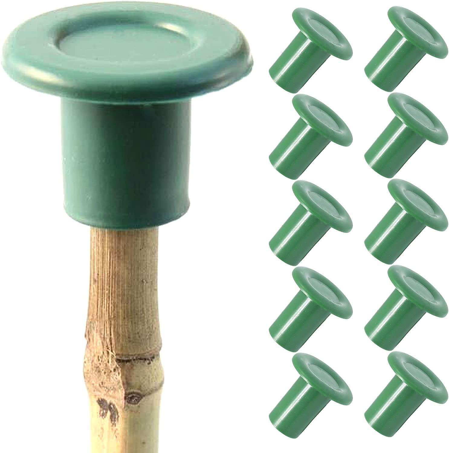UCUDO 48 Pcs Cane Caps Green Rubber Garden Bamboo Cane Safety Topper ...