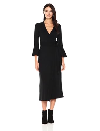 Amazon.com: Rachel Pally Women's Luxe Rib Wrap Dress, Black, XS: Clothing