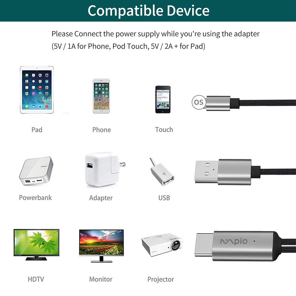 HDMI Adapter for Phone Pad - Phone to TV HDMI Cable, 1080P Digital AV ...