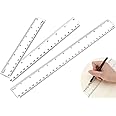3PCS Clear Plastic Ruler(6 inch 8 inch 12 inch) Straight Ruler Plastic ...