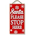 Amazon.com: Honey Dew Gifts, Santa Please Stop Here, 10 inch by 5 Inch ...