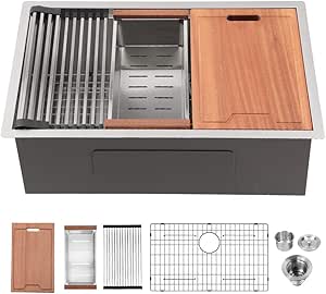 Amazon.com: 32 Undermount Workstation Kitchen Sink - Lordear 32 x 19 x ...