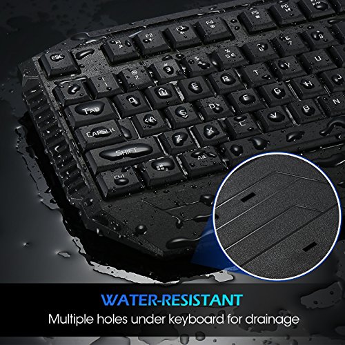 PICTEK Wired Gaming Keyboard Ergonomic Backlit LED Rainbow Computer ...